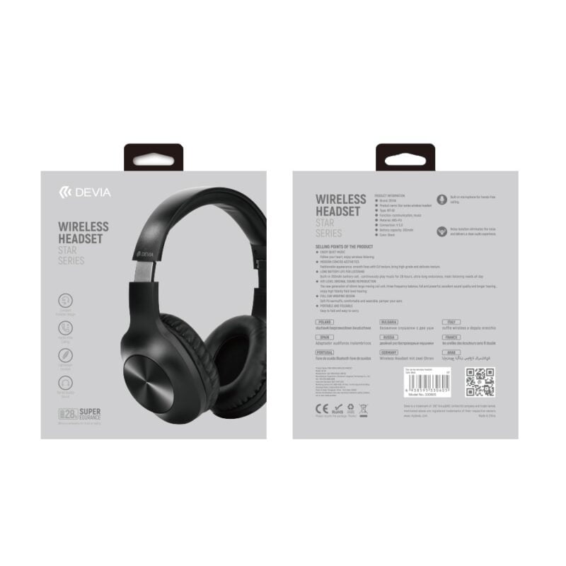 Devia Star Bluetooth headphones on-ear black – InDirect Distribution